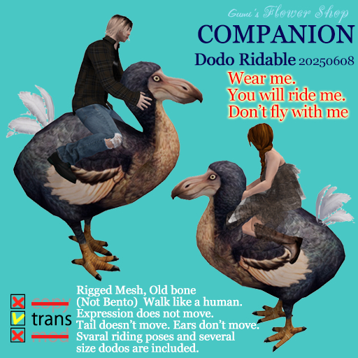 Second Life Marketplace - (g.) Companion Dodo Ridable 20250608